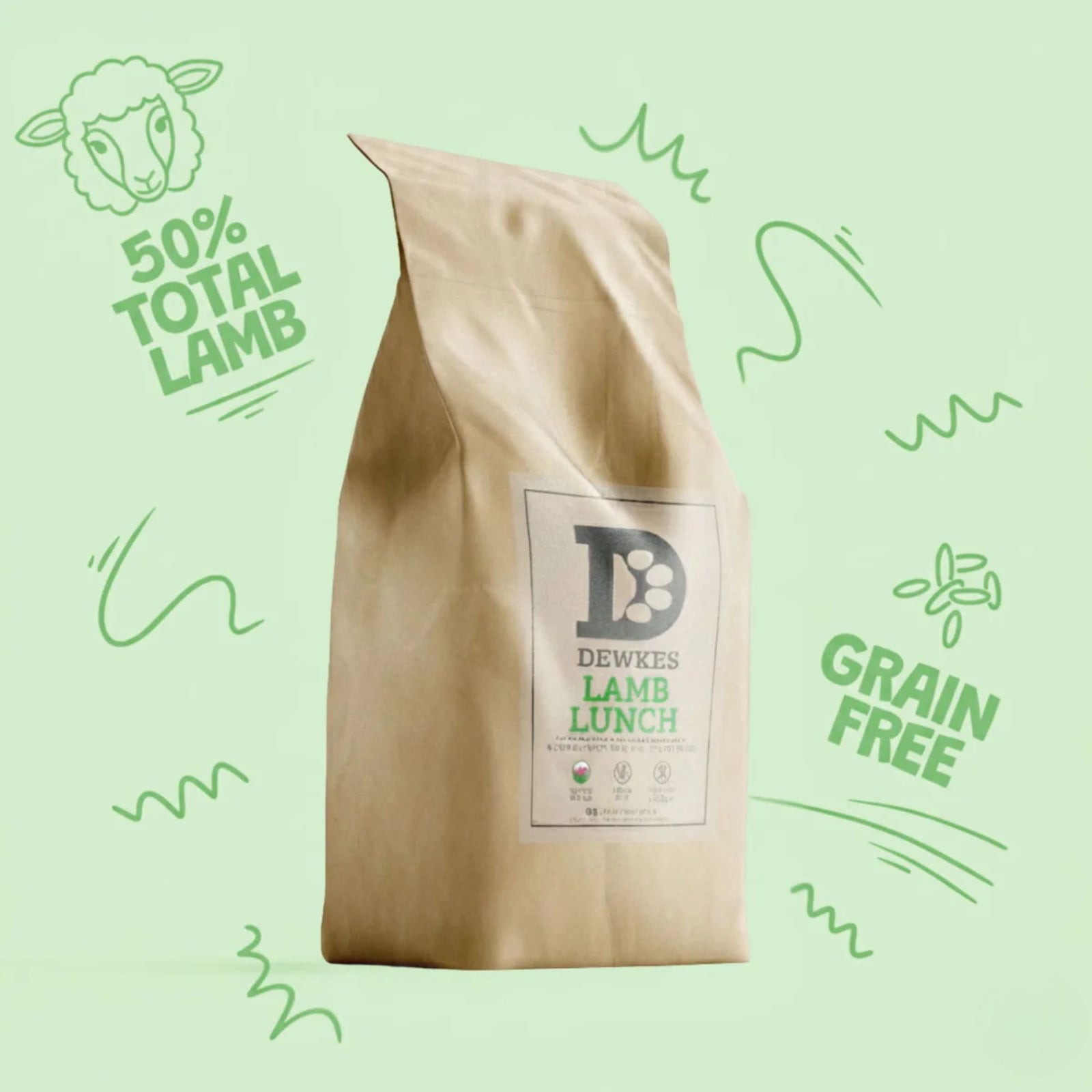 Lamb Lunch Grain-Free Adult Dry Dog Food | Dewkes Natural Dog Food