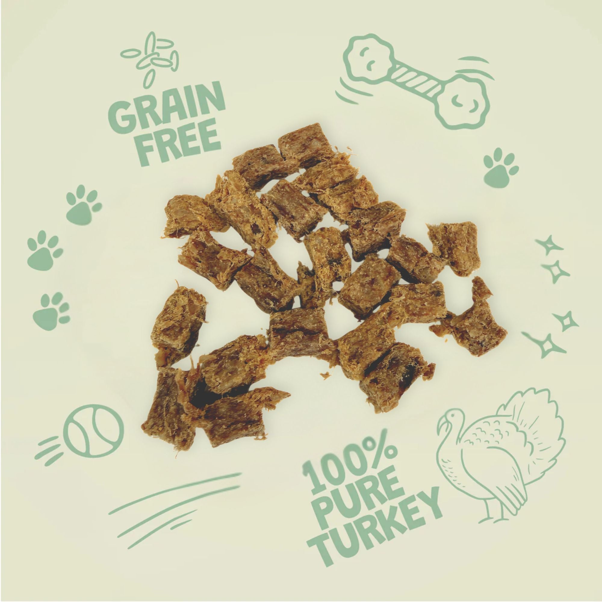 Turkey Pure Meat Dog Treats (200g Refill Pack) | Dewkes Natural Dog Food